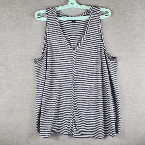 Torrid 2 Woman Tunic Tank Nautical Top 2X Blue White Stripe Vneck Pleat ...