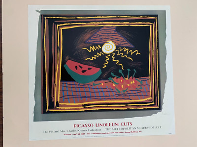 Still Life With Watermelon and Cherries Linoleum Cut 1985 Original ...