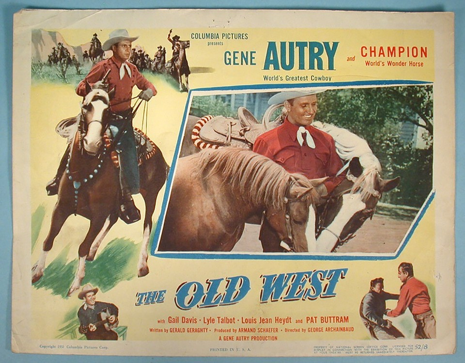 1951-1958 Western 4 Movie Lobby Cards Gene Autry Tim Holt Clint Walker ...