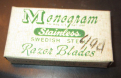 NOS Vintage Monogram Swedish Steel Stainless Razor Blades | eBay