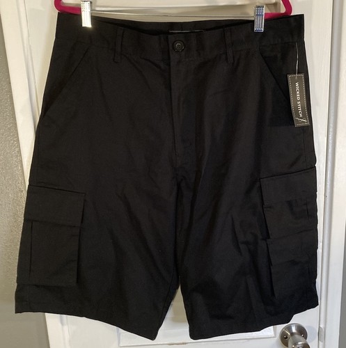 NWT Wicked Stitch Black Cargo Pocket Walking Shorts Men’s Size 38 12 ...