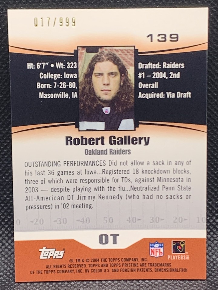 2004 Topps Pristine /999 Robert Gallery #139 Rookie | eBay