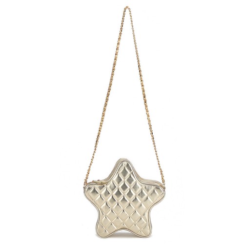 Quilted Lambskin Leather Star Shaped Purse w/ Chain Clutch Fashion ...