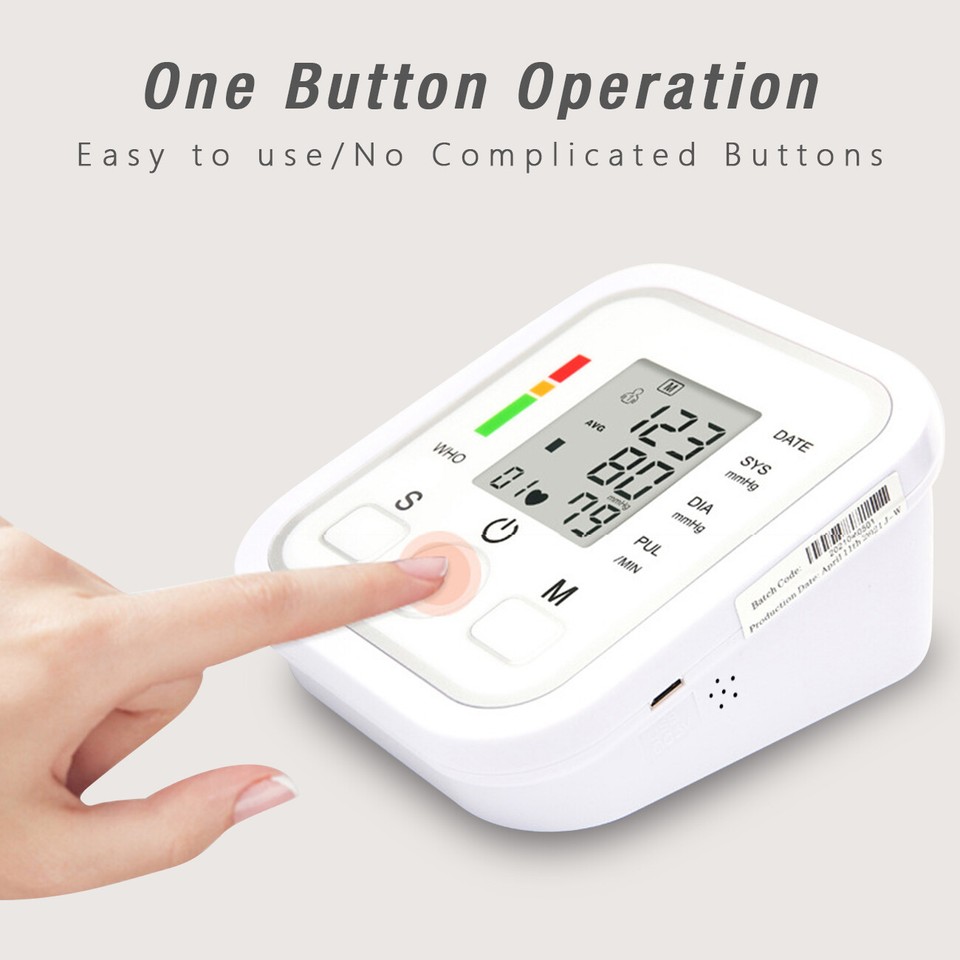 Automatic Digital Blood Pressure Monitor Upper Arm Machine Pulse Meter ...