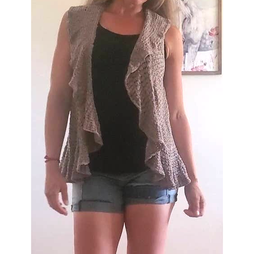 INC International Concepts crochet knit ruffle vest gray large | eBay