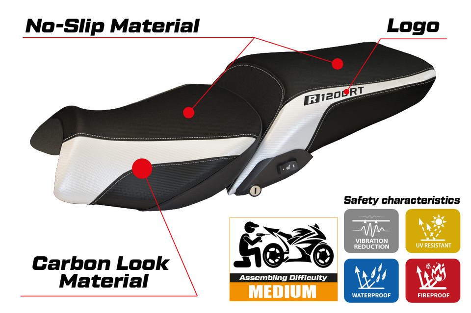 BMW R1200RT 2014 2015 2016 2017 2018 Seat Cover Tappezzeria White Black ...