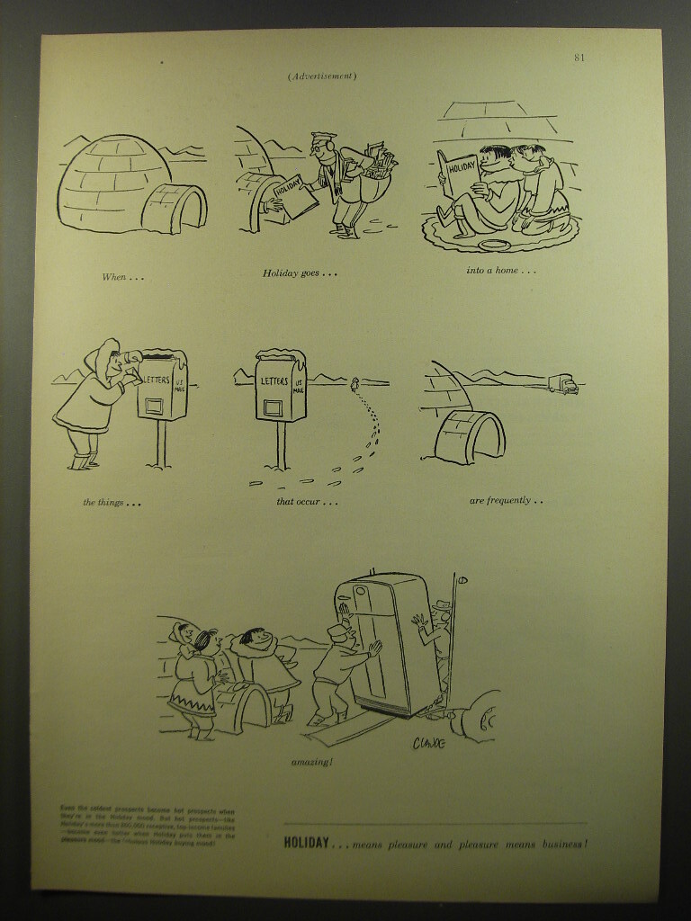 1952 Holiday Magazine Ad - When Holiday goes into a home the things ...