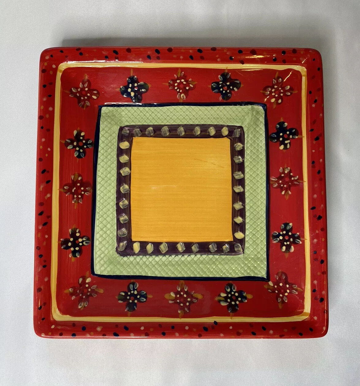 Corsica Home Rumba Hand Painted & Hand Crafted Square Salad Dessert ...