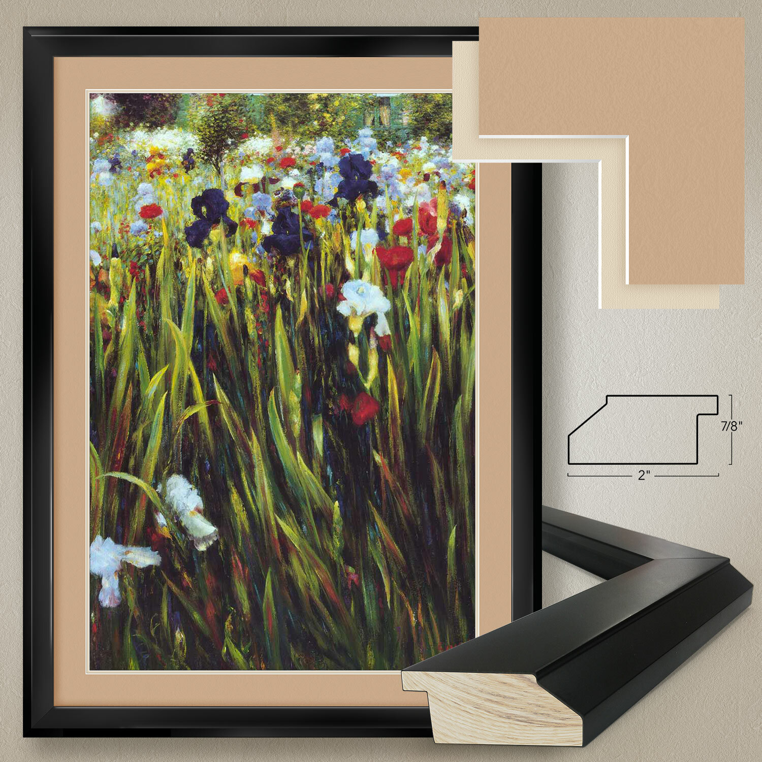 32W"x44H": TANGLED IRISES by GREG SINGLEY - GARDEN DOUBLE MATTE, GLASS & FRAME | eBay
