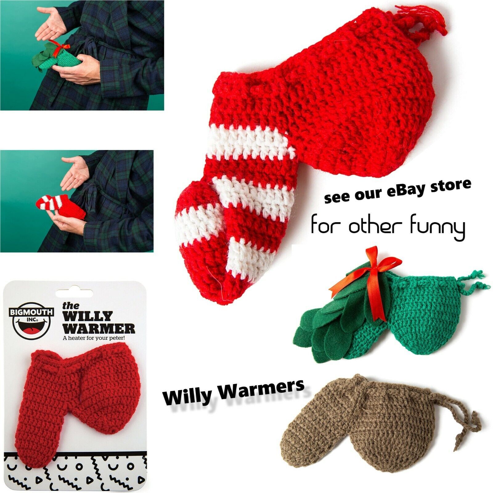 Willy Warmer Weiner Weener Knitted Sock - funny adult prank gag joke ...