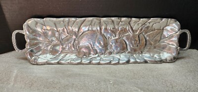 Pewter Bunny Rabbit Oblong Serving Tray Aurther Court Style Easter Vtg ...