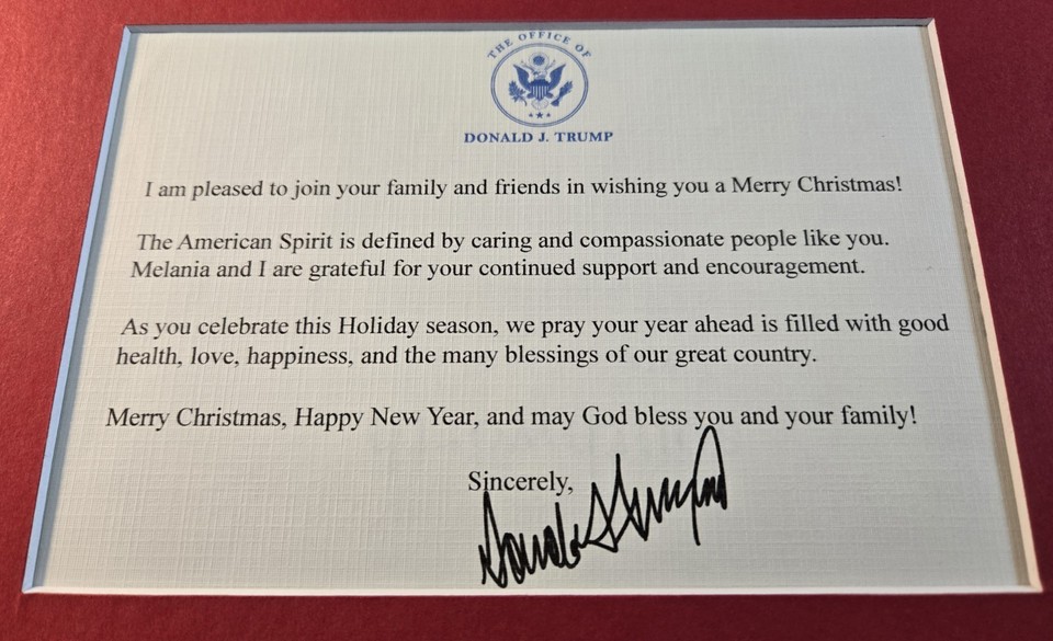 President Donald Trump Authentic Trump Office Signed Christmas Note ...