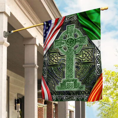 Happy St Patrick's Day Flag, Irish Celtic Cross Flag, Lucky Shamrock ...