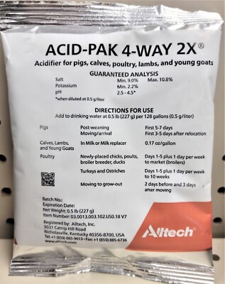 Acid-Pak K 4 Way 2X 8oz Water Acidifier W/Enzymes and Electrolytes ...