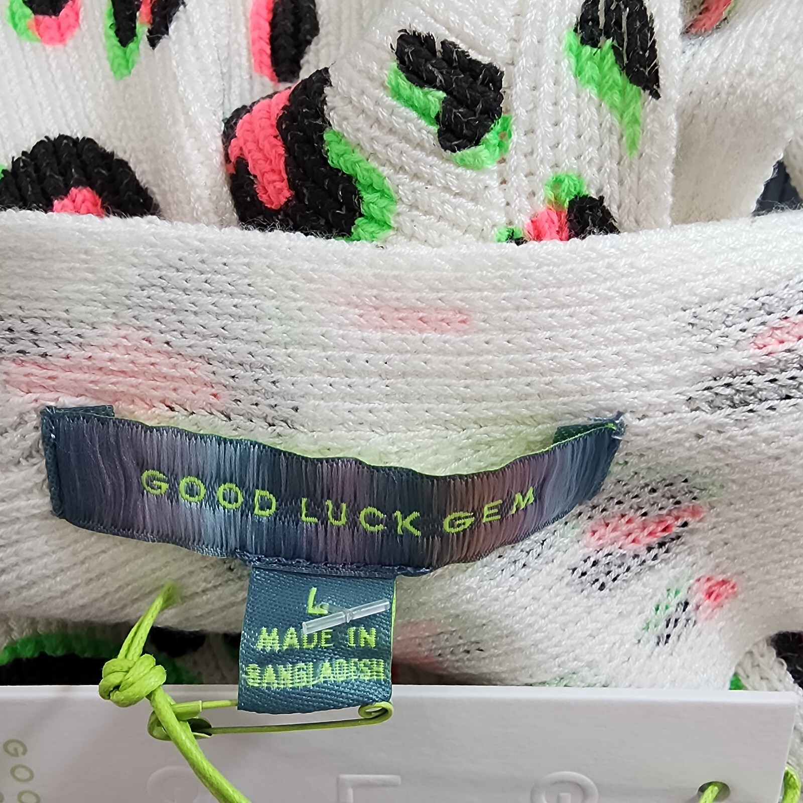 NWT Good Luck Gem Pink Green Black Leopard Knit Tank Top Large | eBay