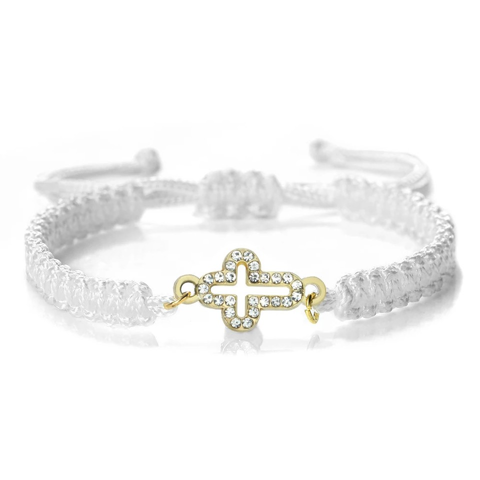 High Quality Crystal Hollow Cross Braided Bracelet Prayer Healing ...