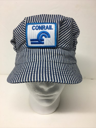 VTG CONRAIL ENGINEER CONDUCTORS CAP RAILROAD TRAIN LOGO PATCH STRIPED ...