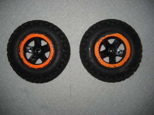 Traxxas Nitro Slash Robby Gordon Rear Wheels & Tires Orange Beadlocks ...