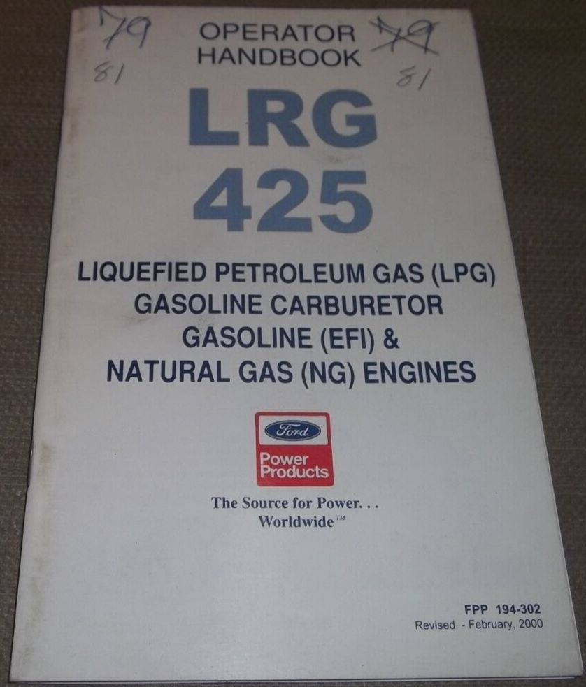 FORD LRG-425 ENGINES OPERATOR OPERATION & MAINTENANCE MANUAL BOOK ...