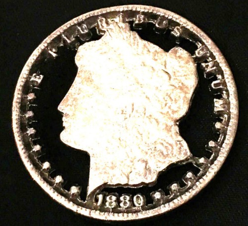 1880 US Silver Dollar Morgan Cutaway Coin or Replica Vtg 4 Pendant ...