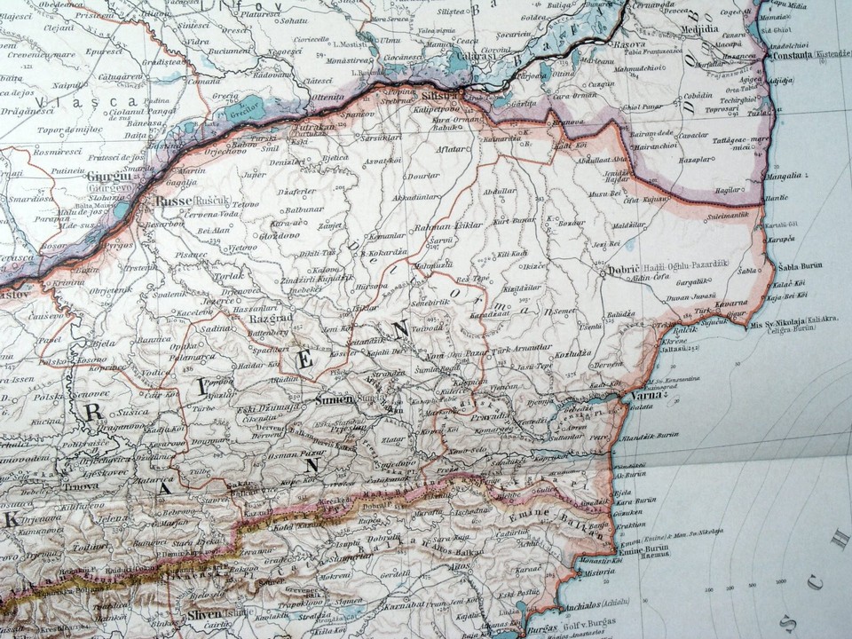 1905 ANTIQUE MAP OF GREECE TURKEY BULGARIA EASTERN RUMELIA ROMANIA ...