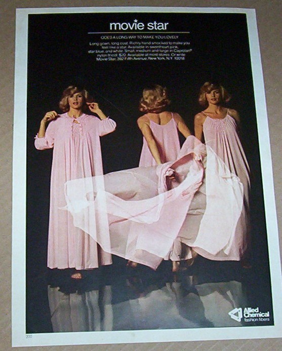 1974 print ad page - Movie Star nightgown lingerie sexy girl vintage ...