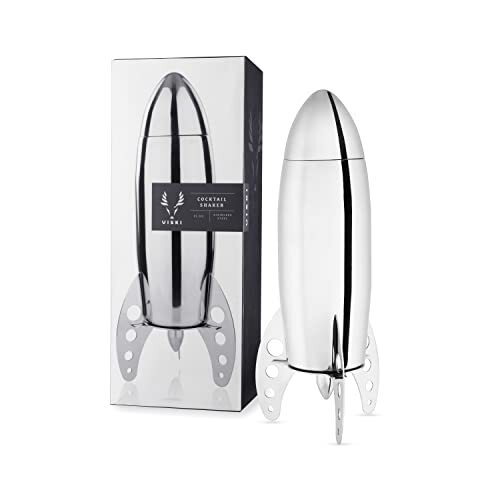 Viski Rocket Cocktail Shaker Set Stainless Steel Cobbler Shaker With ...