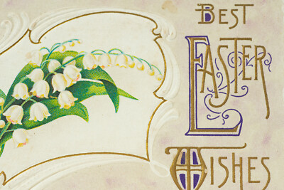 Easter Lillies Card, Lilly Of Valley Chromolithograph Antique Easter ...