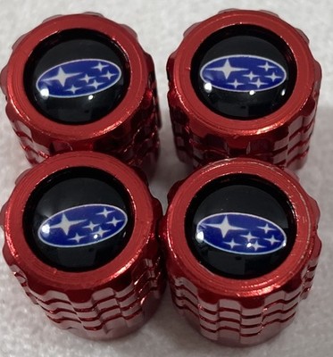 Genuine Red Metal Tire Air Stem Valve Caps Set. Perfect For Subaru Auto ...