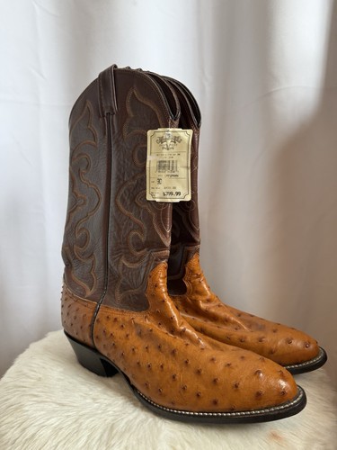 Larry Mahan Men's Classics Ostrich Leather Cowboy Boots Size 9D | eBay