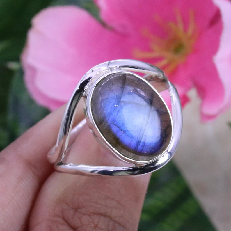 Labradorite Gemstone Ring Solid 925 Silver Handmade Lovely Ring All ...