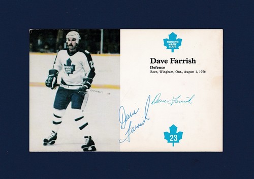 Dave Farrish signed Toronto Maple Leafs team issued hockey postcard | eBay
