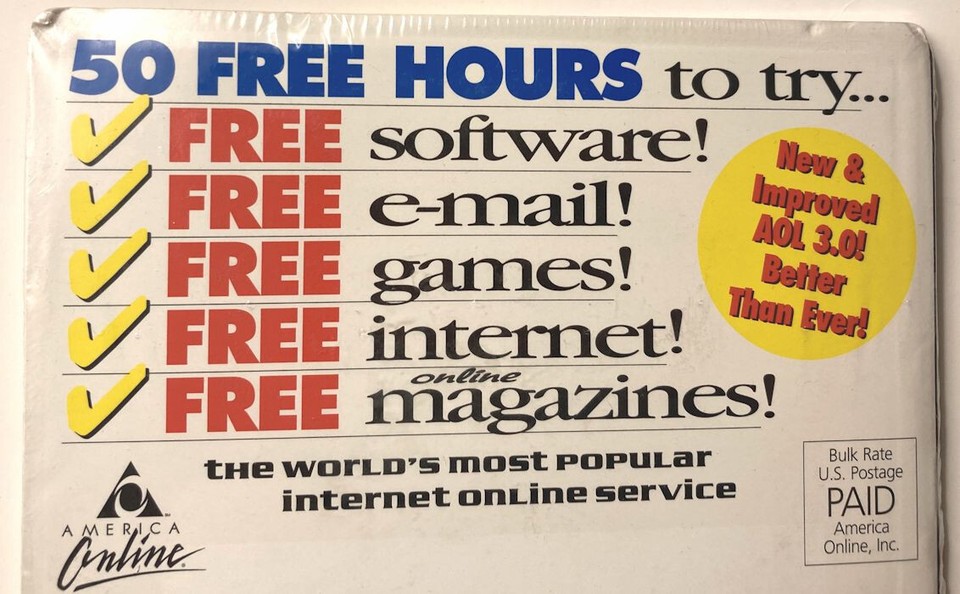 America Online AOL Mail 3.0 Vintage 1990s Software 50 Hours New Sealed ...