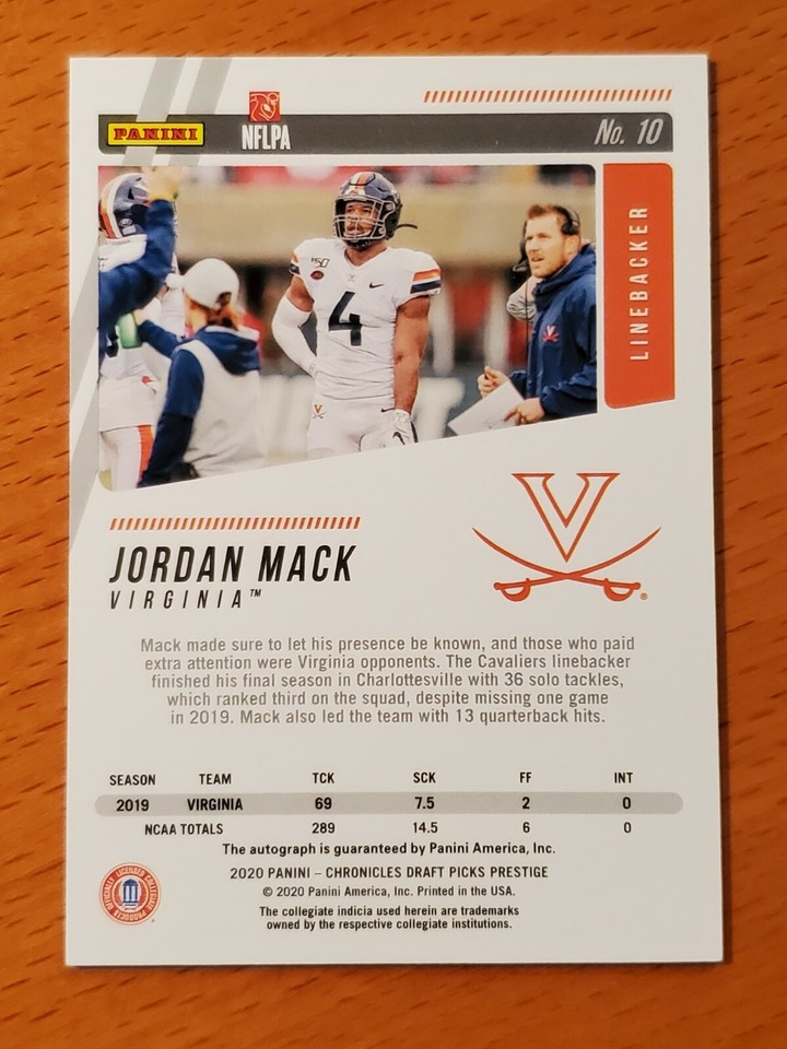2020 Prestige Draft Rookie Auto #10 Jordan Mack Virginia | eBay