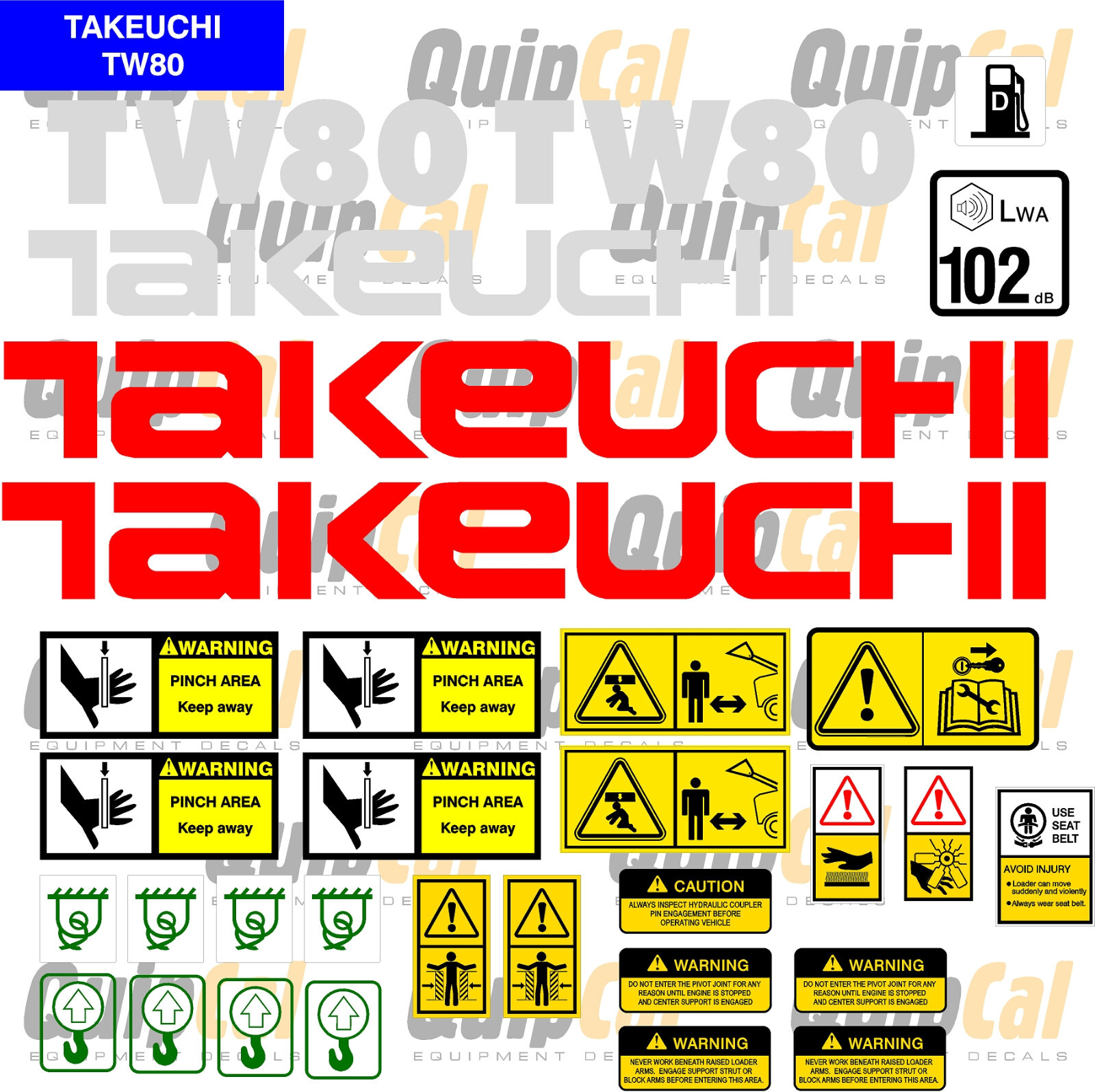 Takeuchi TW80, TW80 Series 2 Decal Set. Decals for all your Takeuchi ...