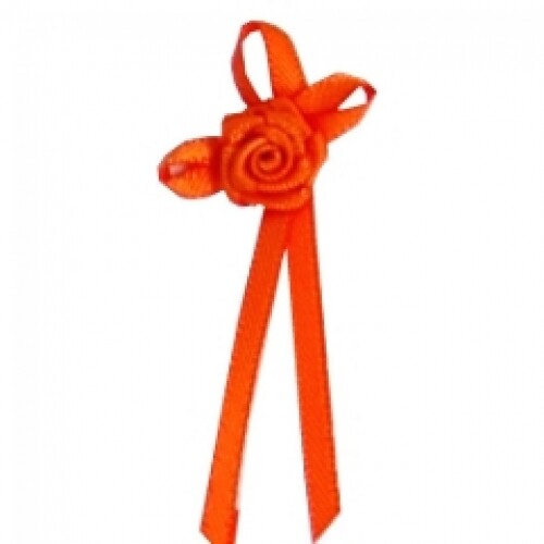 Berisfords 761 Autumn Orange Long Ribbon Rose Centred Bows - per pack ...