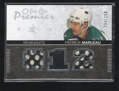 Patrick Marleau 2007 O-Pee-Chee Premier #PR-PM Game Worn Uniform Piece ...
