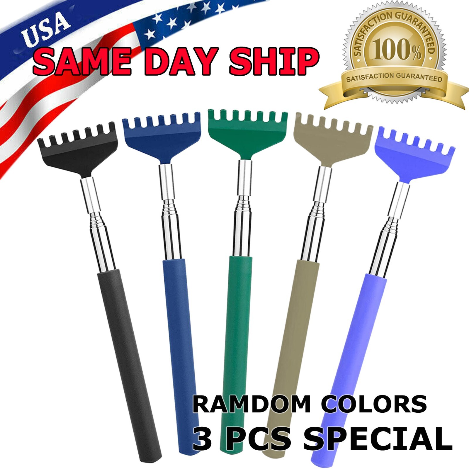 3 Pack Bear Claw Telescopic Metal Extendable Back Scratcher Back ...