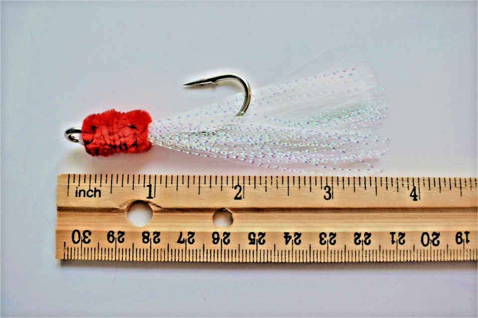 20 Pieces 7/0 Red/Yellow Shrimp Fly Tied Hook Rockfish codfish ...