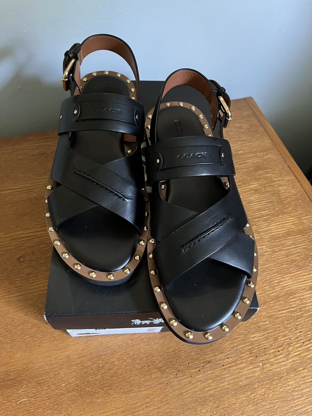 COACH+Women%27s+Gemma+Sandal+Black+Leather+Size+8 for sale online | eBay
