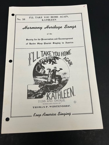 "Ill Take You Home Again Kathleen" 1966 Harmony Heritage Sheet Music ...