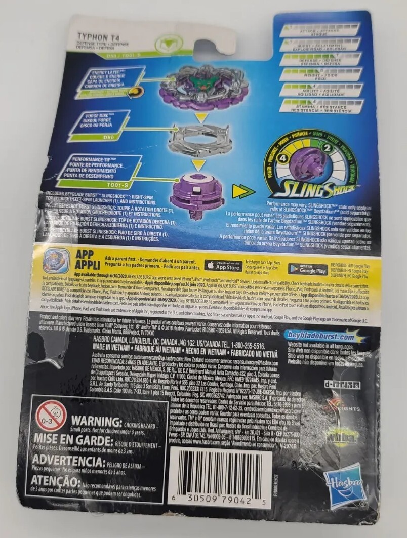 Beyblade Burst Turbo SlingShock Typhon T4 5 Defense RARE for sale ...