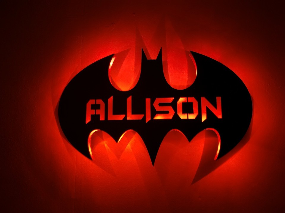 Batman sign, personalized Led Custom wood batcave sign, Superhero night ...