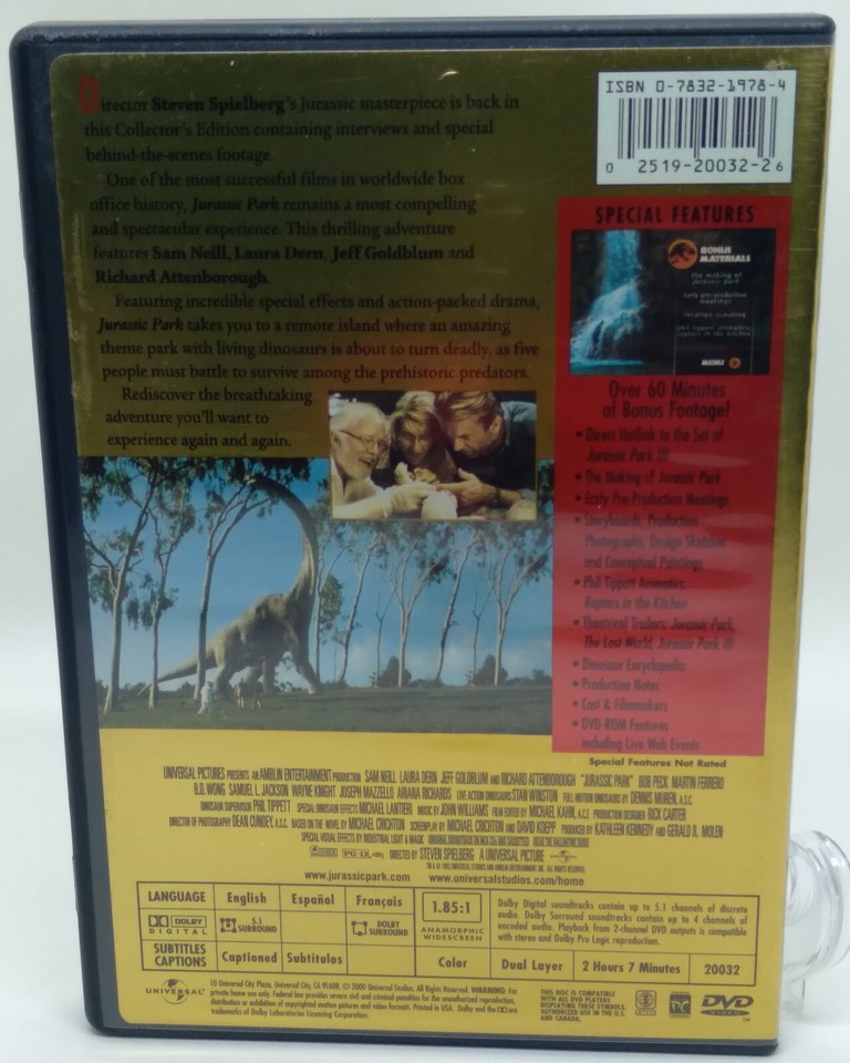 Jurassic Park (DVD, 1993, Widescreen) Collector's Edition Steven ...