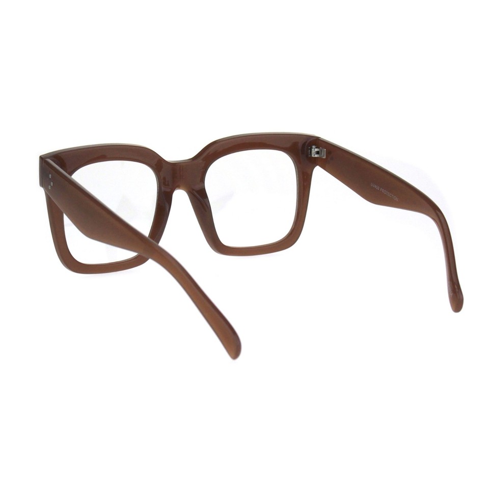 SA106 Oversize Thick Plastic Nerd Rectangular Horn Rim Clear Lens Glass ...