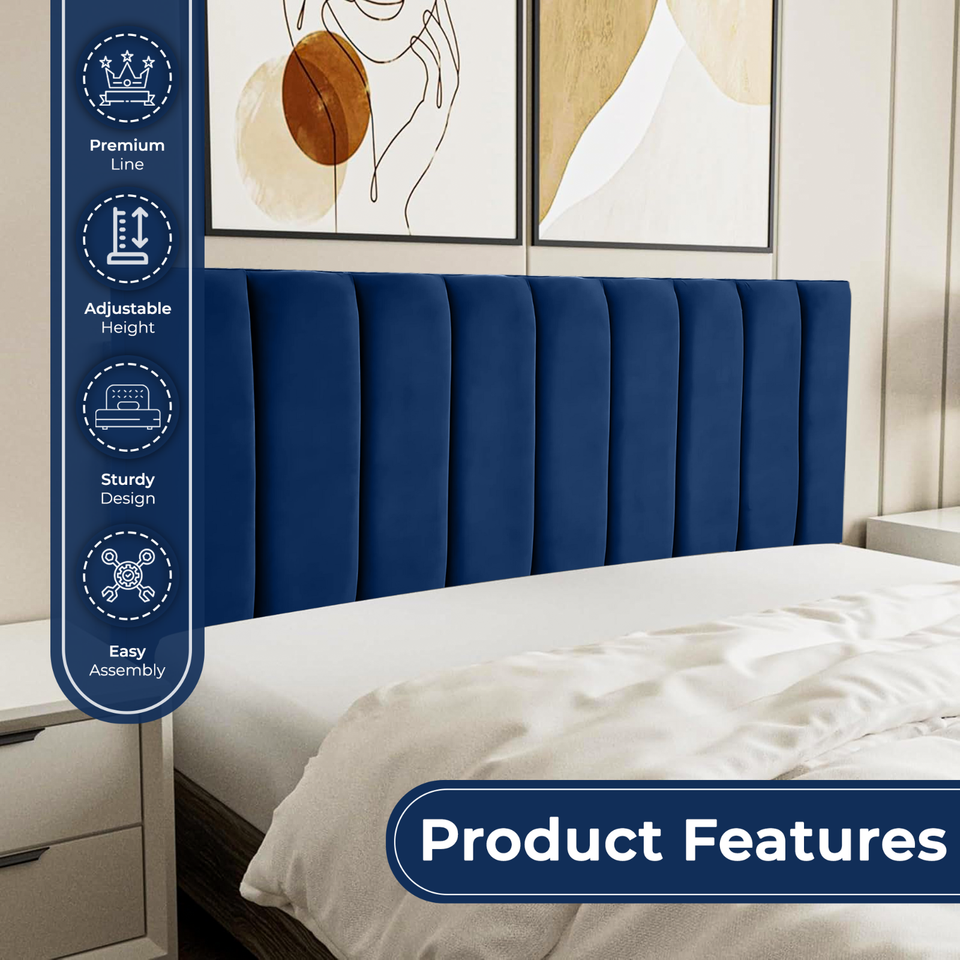 5FT King Plush Fabric Headboard Divan Bed Elegant 24"Headboards Fixing ...