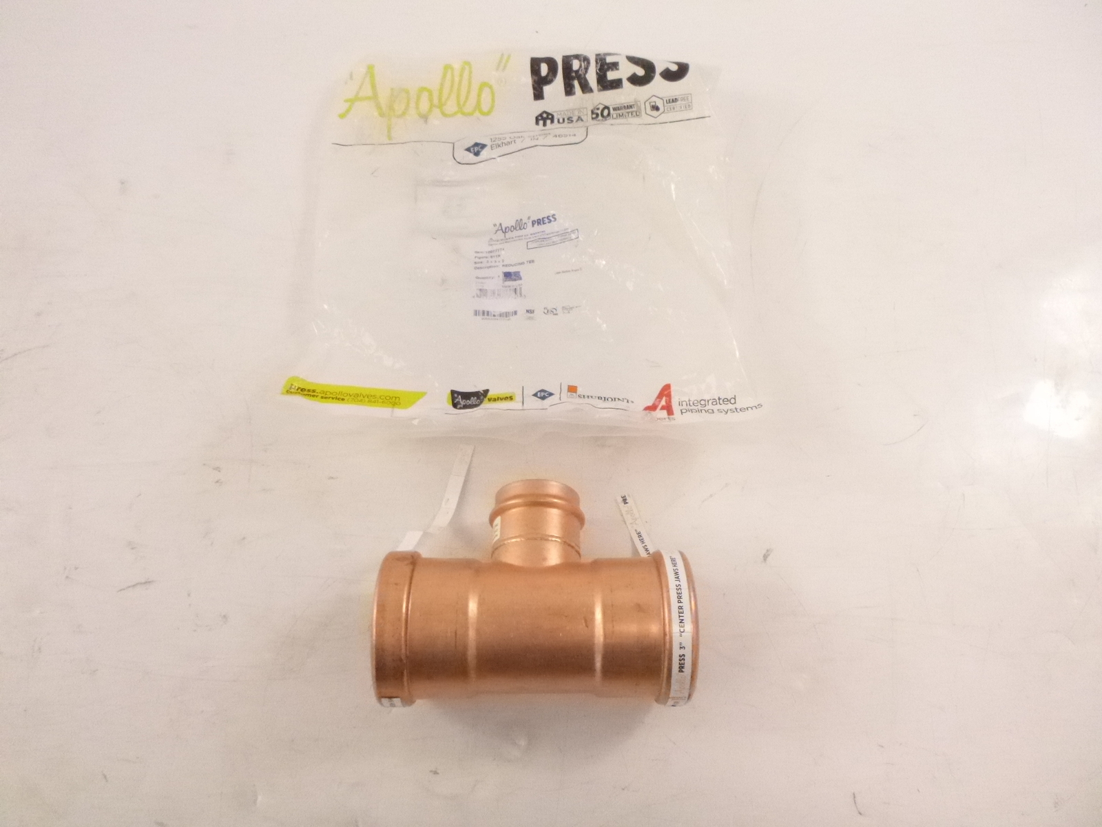 Apollo Press 811r 3" " X2" Reducing Tee Copper for sale online | eBay