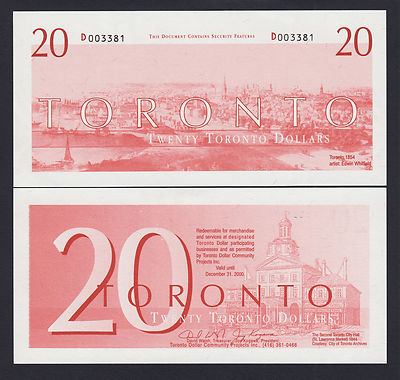 Canada 1997 Local Currency TORONTO Dollars $20 UNC | eBay