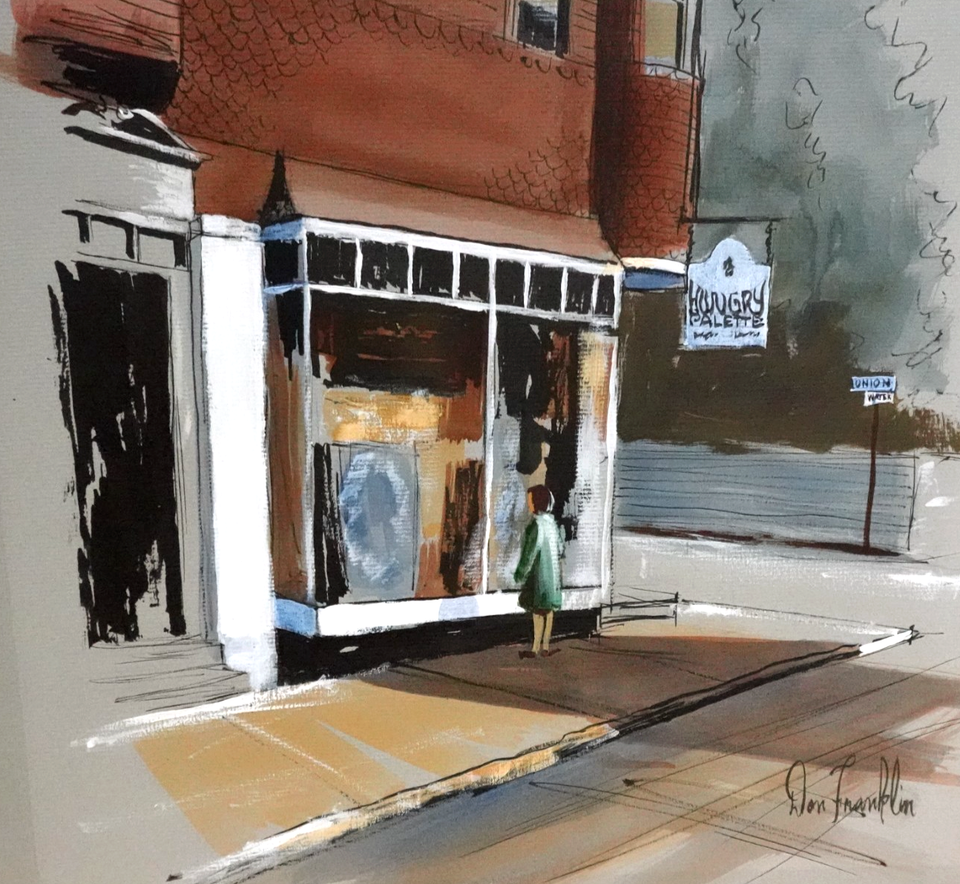DON FRANKLIN (1931-2016) MARKET STREET SCENE ORIGINAL WATERCOLOR ...