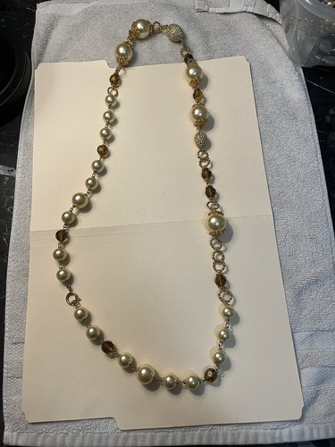 JOAN BOYCE VINTAGE FAUX PEARL CRYSTAL EGG SHAPED PENDANT NECKLACE | eBay